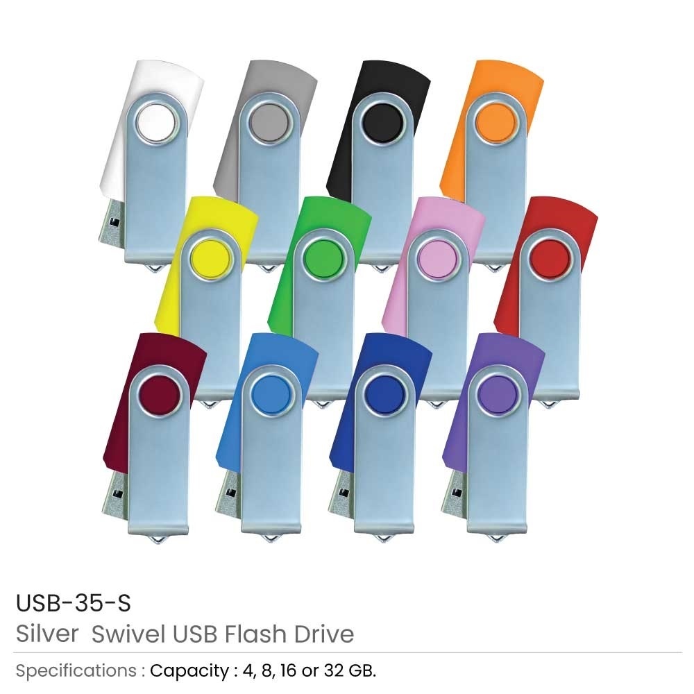 Silver Swivel USB Flash Drives | Promotional Gifts Items Suppliers